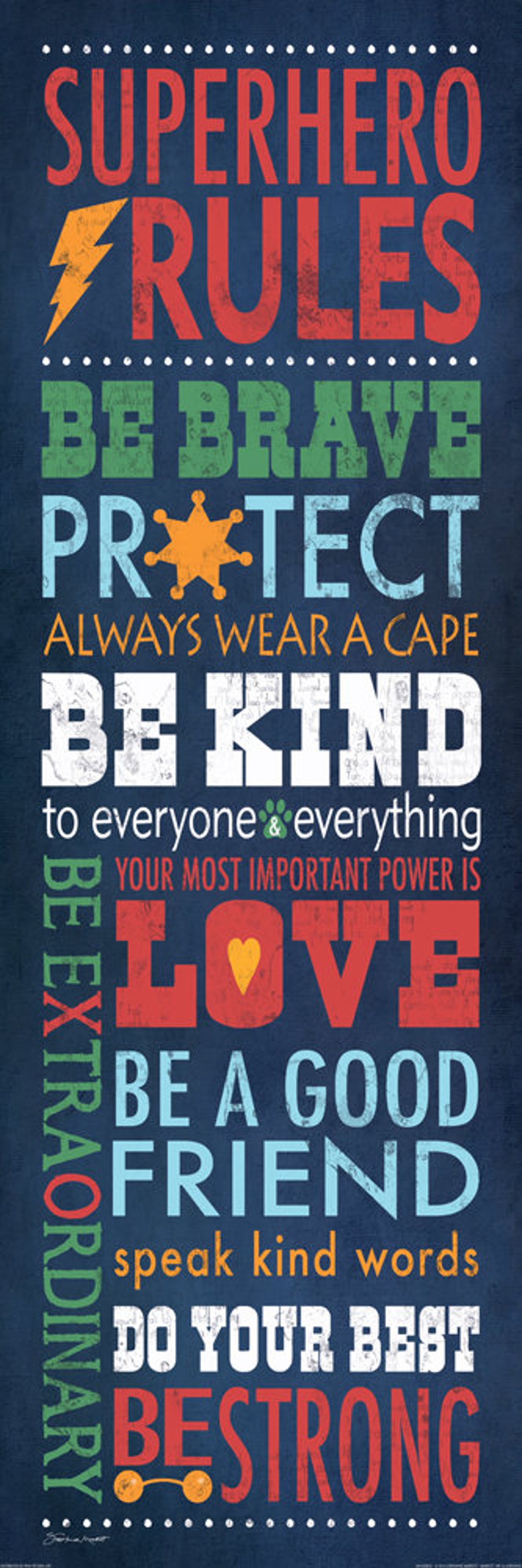 Superhero Rules Set 12x36 PRINTS by Stephanie Marrott - Etsy