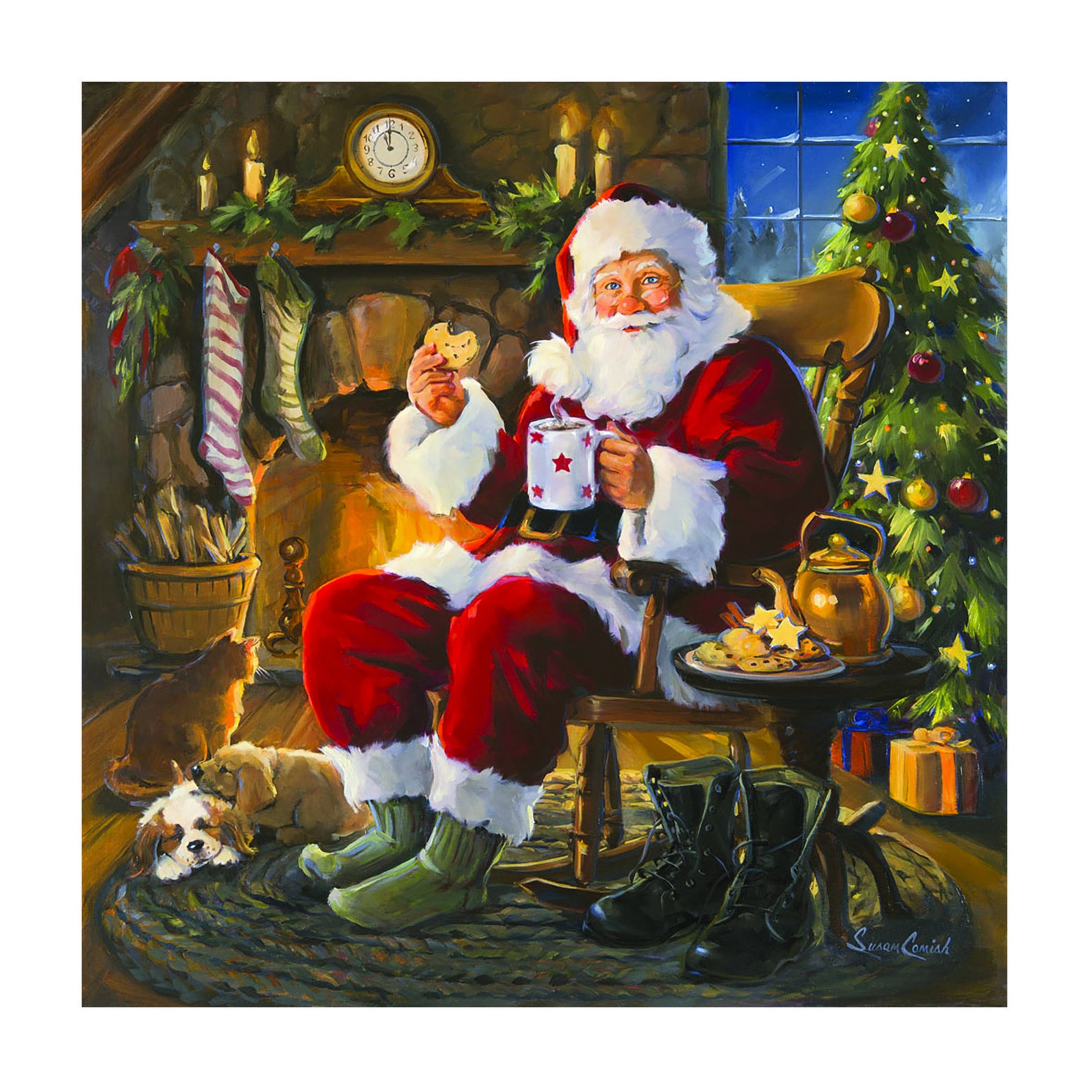 Santa Cookie Break by Susan Comish - Etsy