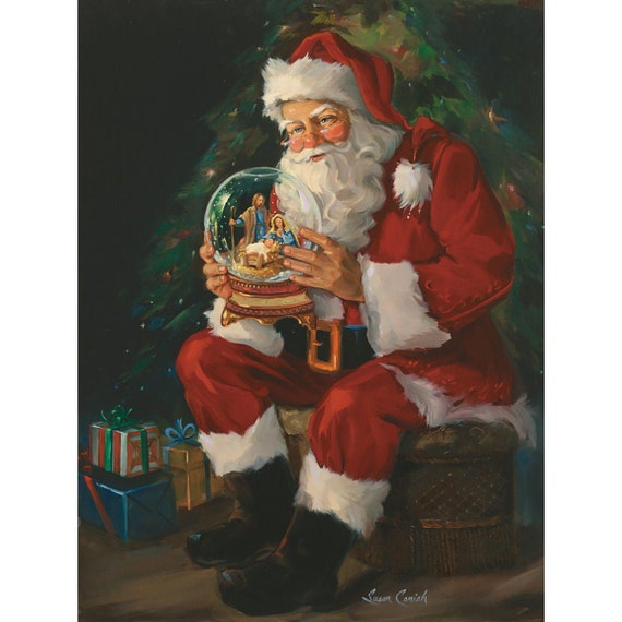 Snow Globe Santa by Susan Comish | Etsy