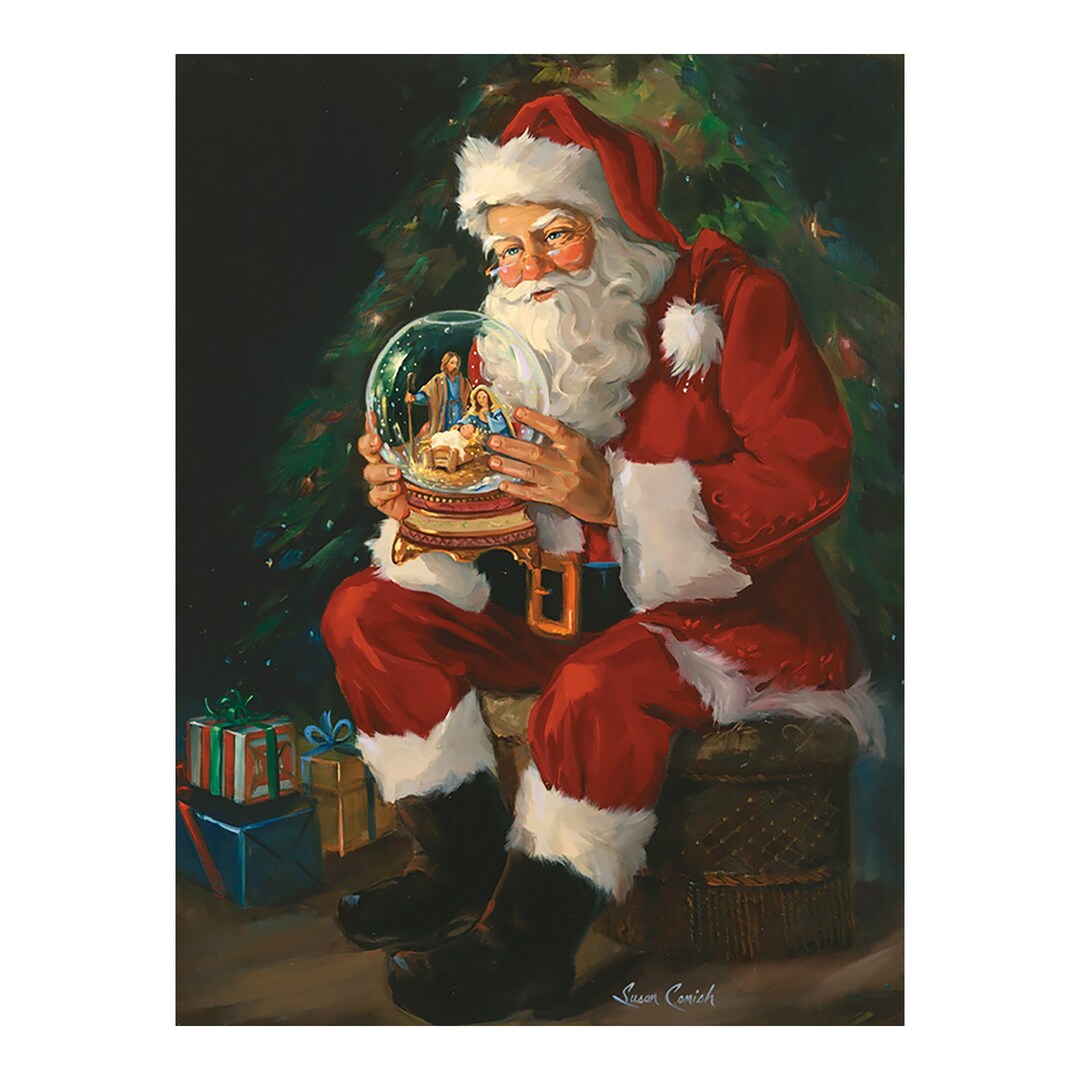 Snow Globe Santa by Susan Comish - Etsy
