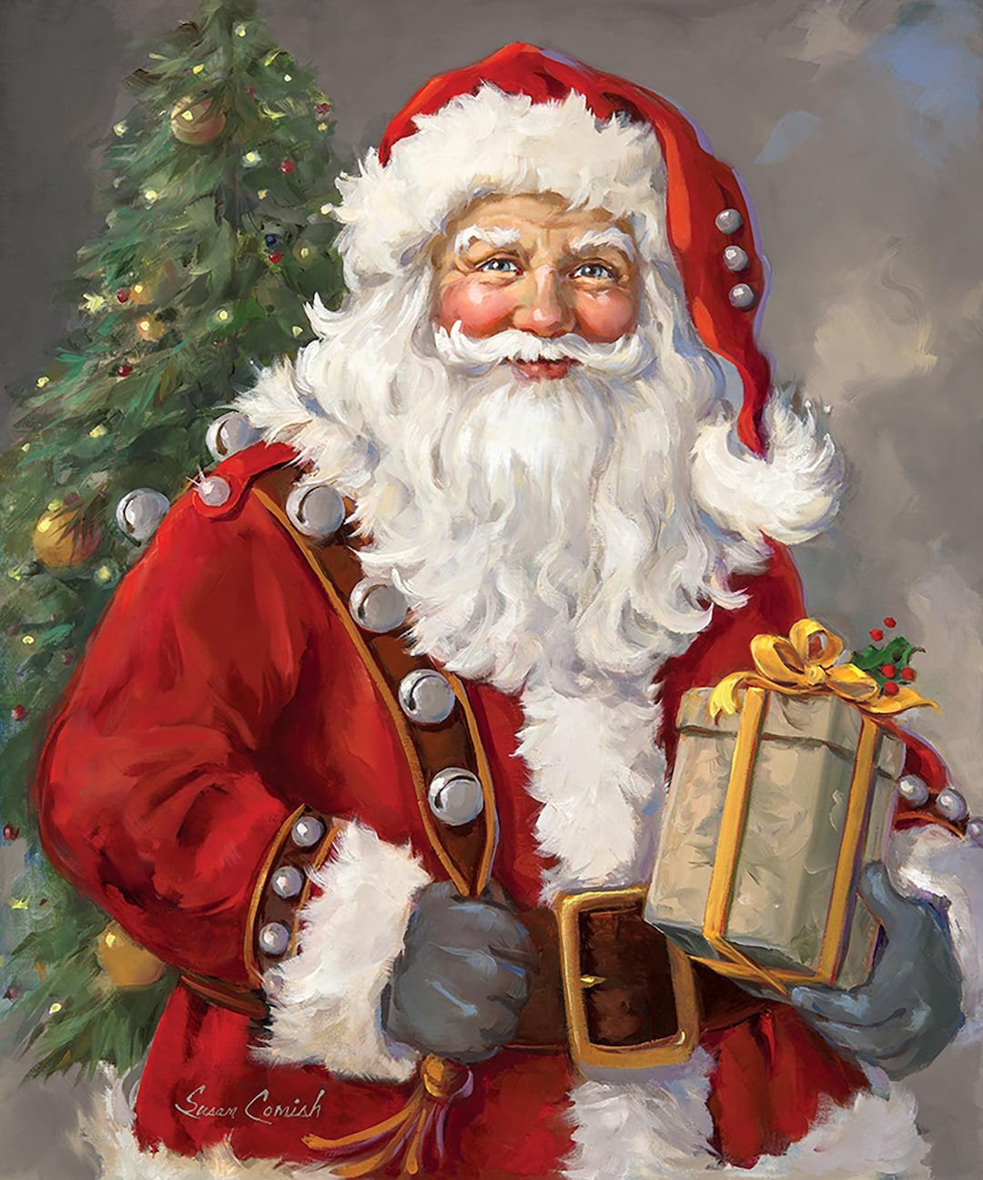 Santa Silver Bells by Susan Comish - Etsy