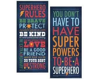 Superhero Rules Set 12x36 PRINTS by Stephanie Marrott - Etsy