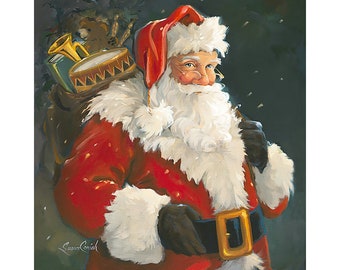 Santa Snow Globe in Gray by Susan Comish - Etsy