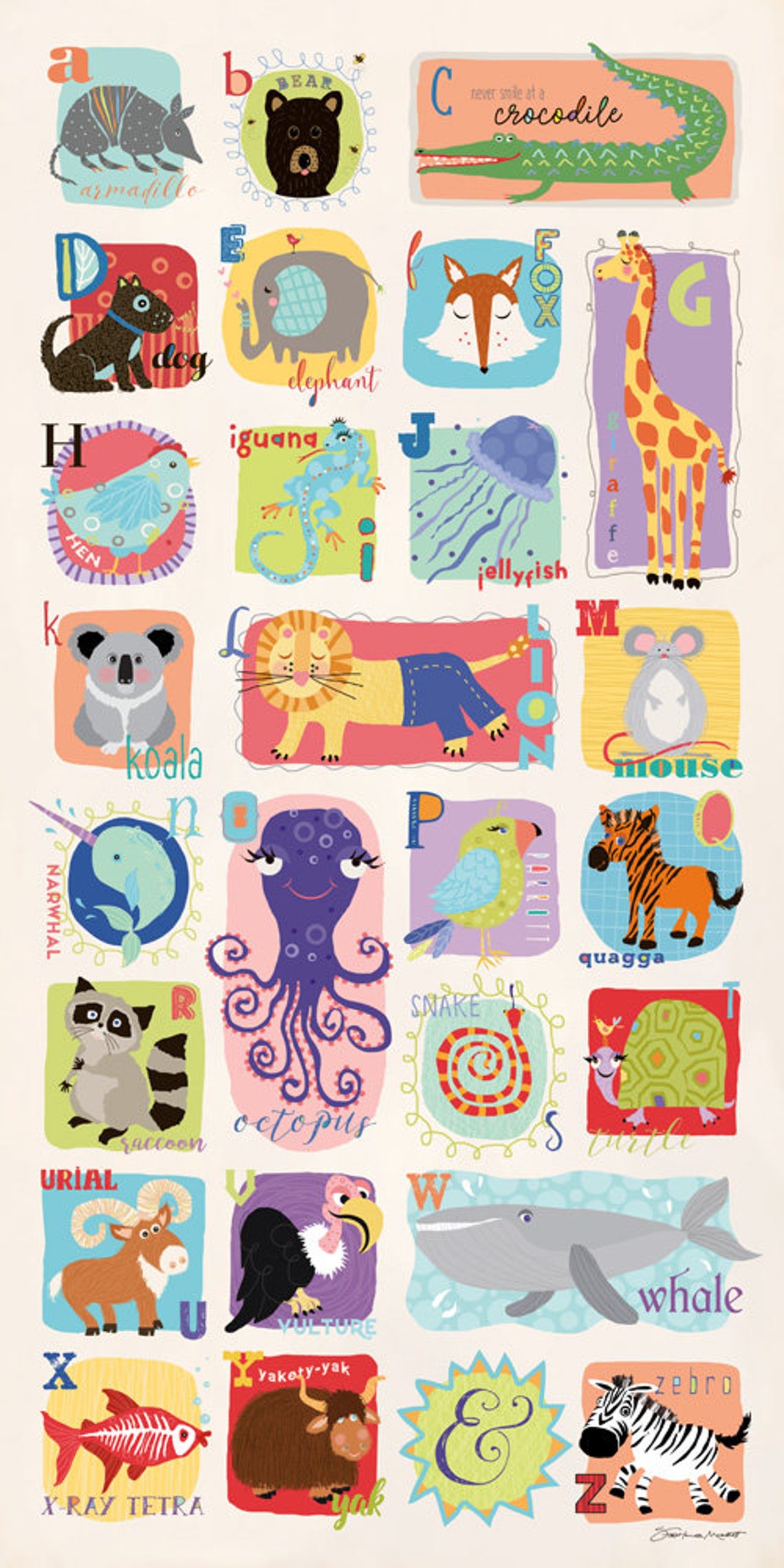 Wild Animal Alphabet Art by Stephanie Marrott - Etsy