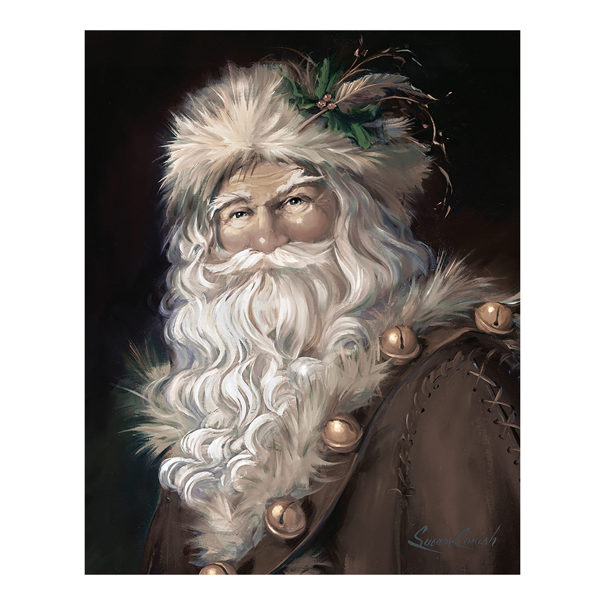 Woodland Santa Portrait in Gray by Susan Comish - Etsy