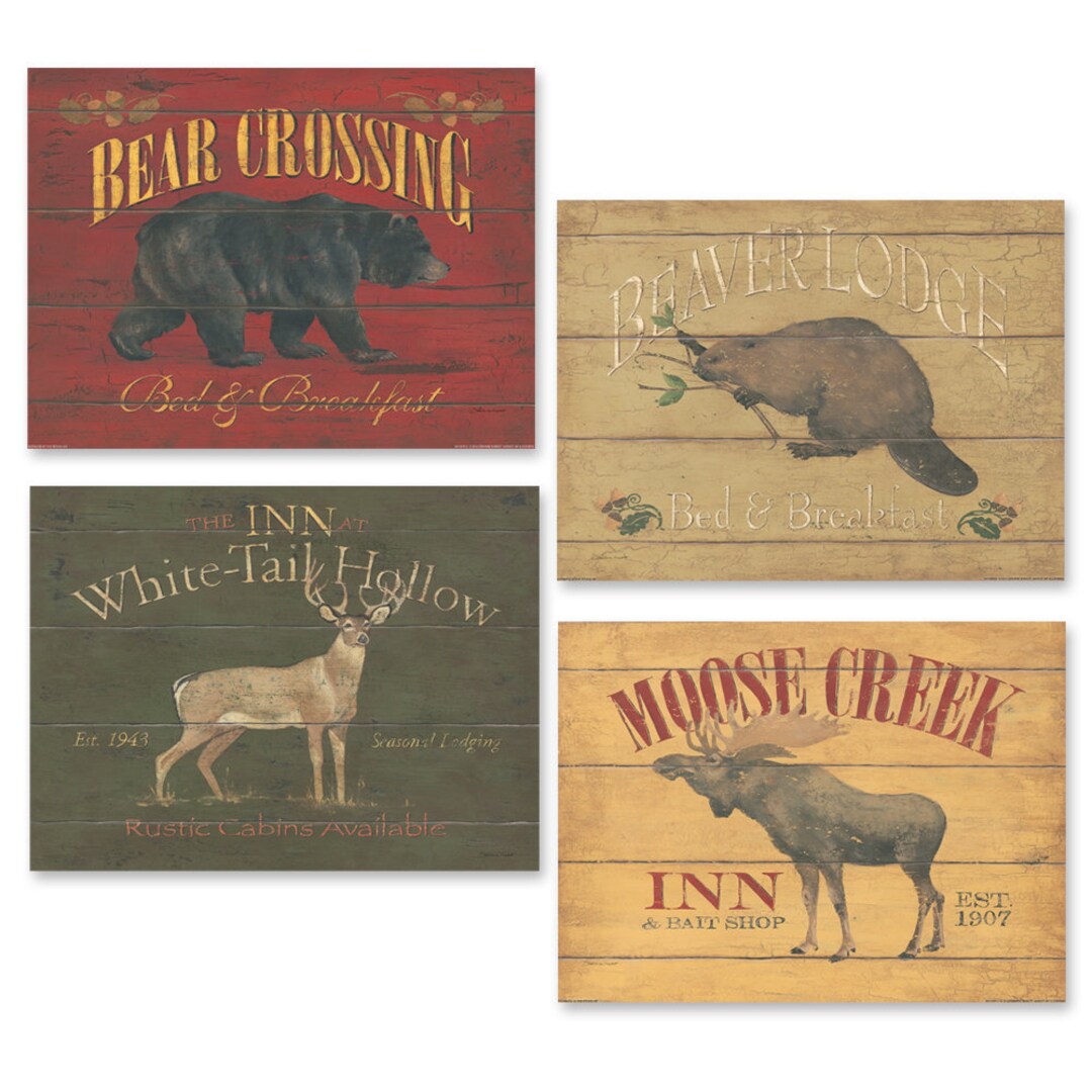 Rustic Lodge 4 Set by Stephanie Marrott - Etsy