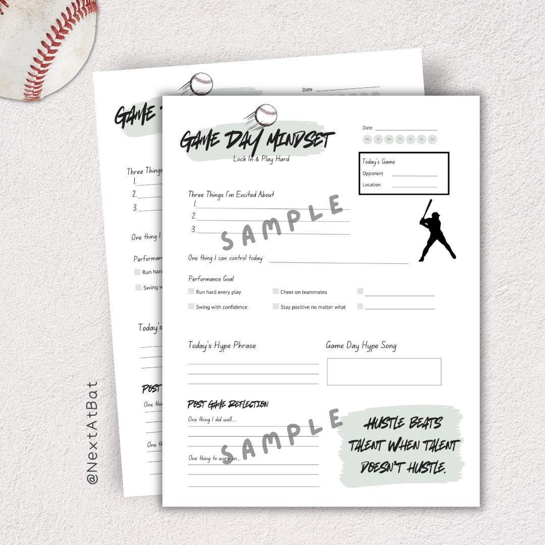 Baseball Pre-game Mindset Printable | Teen Athlete Sports Motivation ...