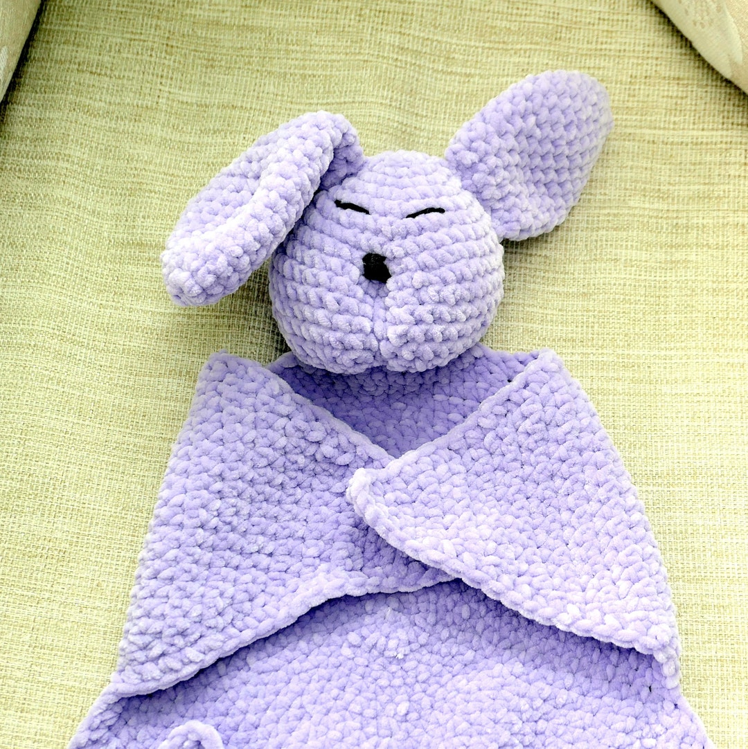 Crocheted Soft Velvety Bunny Blankie, Baby Comforter. Cuddle Blanket ...