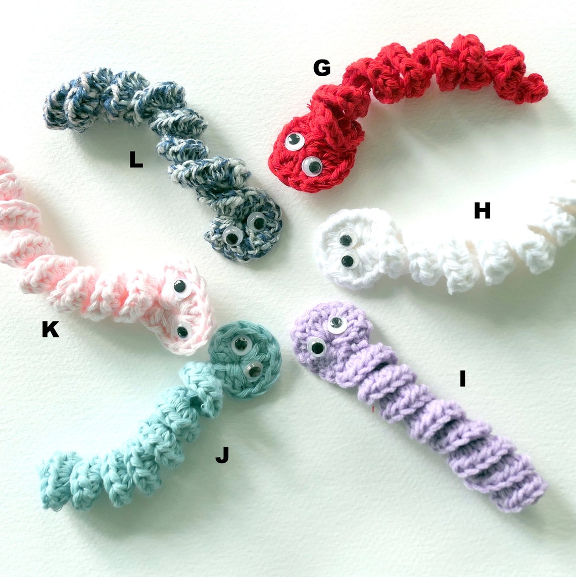 Worry Worm. Wiggly, Touchy Feely Crocheted Worm. 5 Inches. Fidget ...