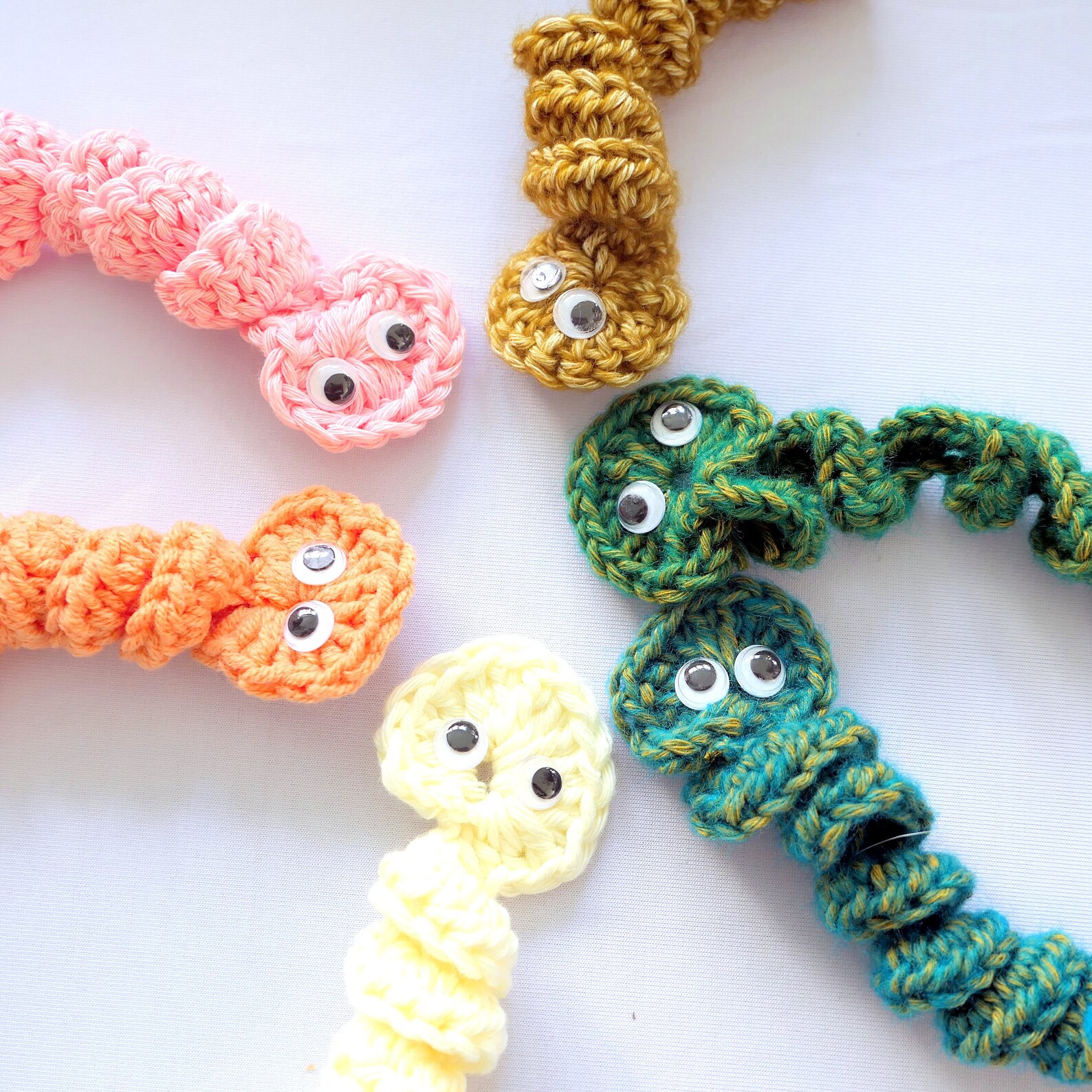 Worry Worm. Wiggly, Touchy Feely Crocheted Worm. 5 Inches. Fidget ...