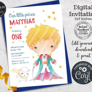 Editable Little Prince Invitation the Little Prince Printable Birthday ...