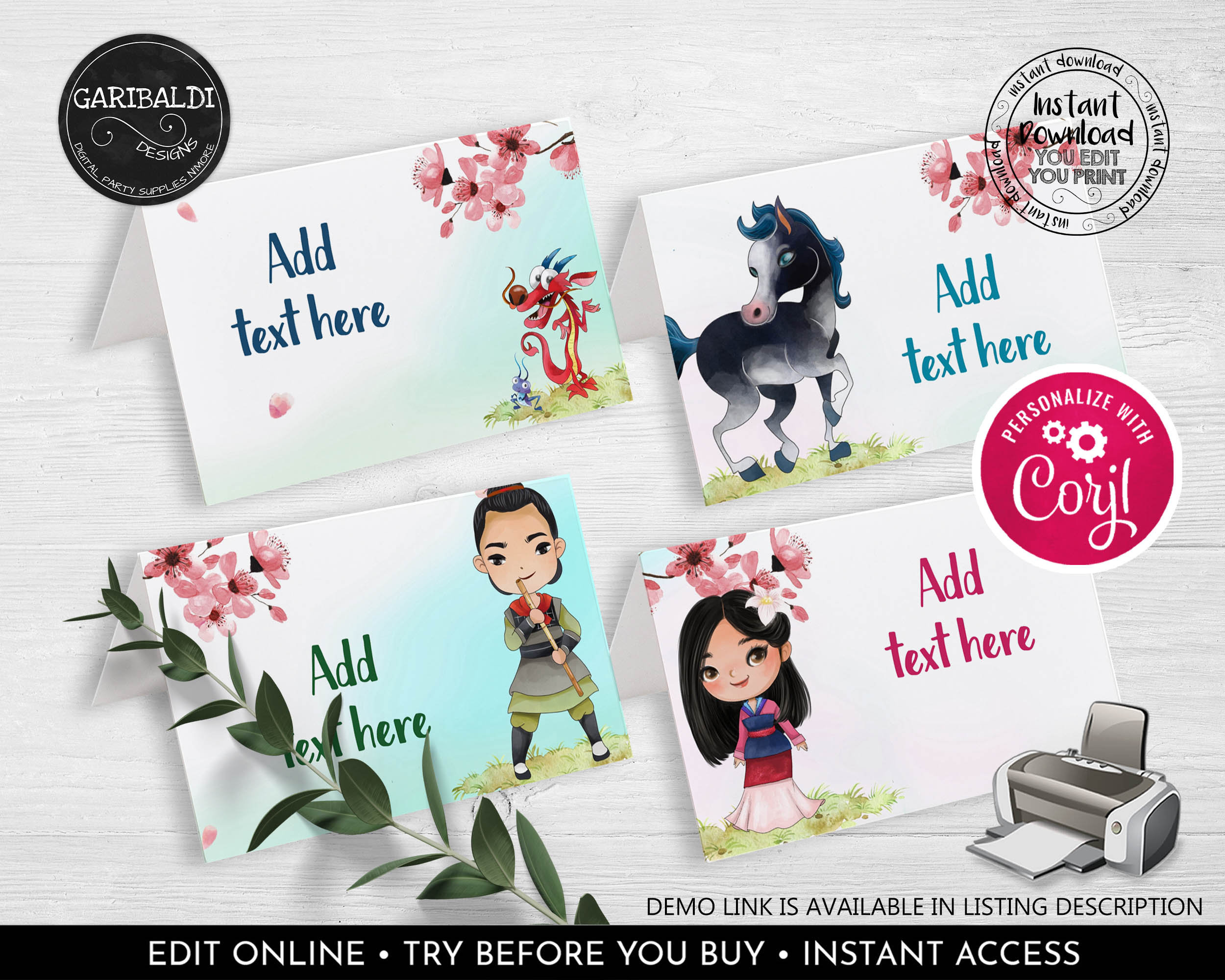 Editable Mulan Food Labels Mulan Birthday Party Decorations Chinese ...