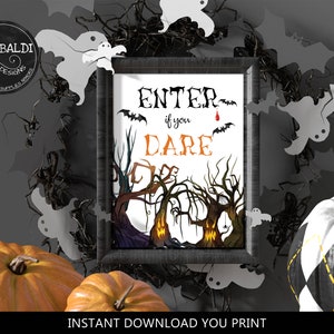 Printable Halloween "enter If You Dare" Sign, Digital Halloween Wall ...