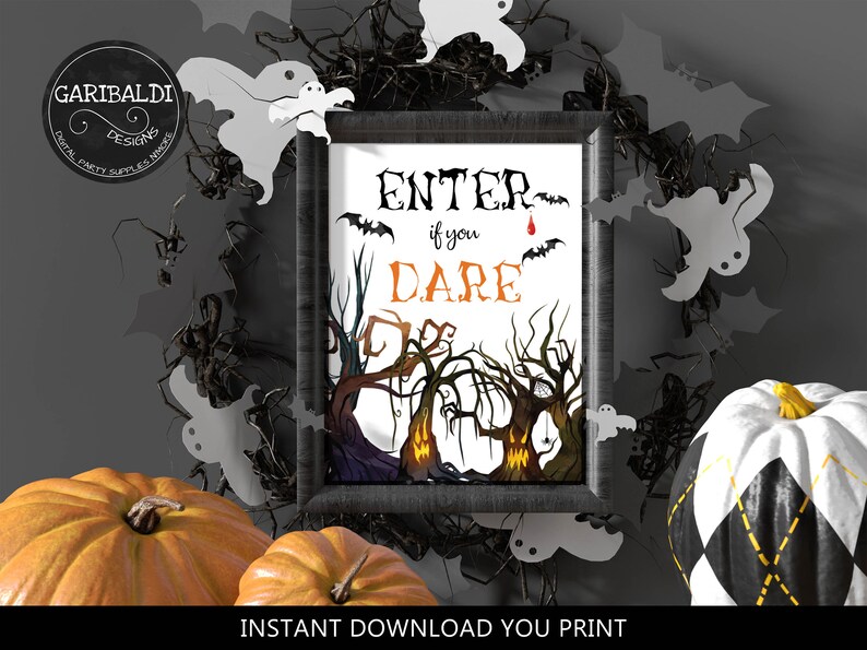 Printable Halloween "enter If You Dare" Sign, Digital Halloween Wall ...