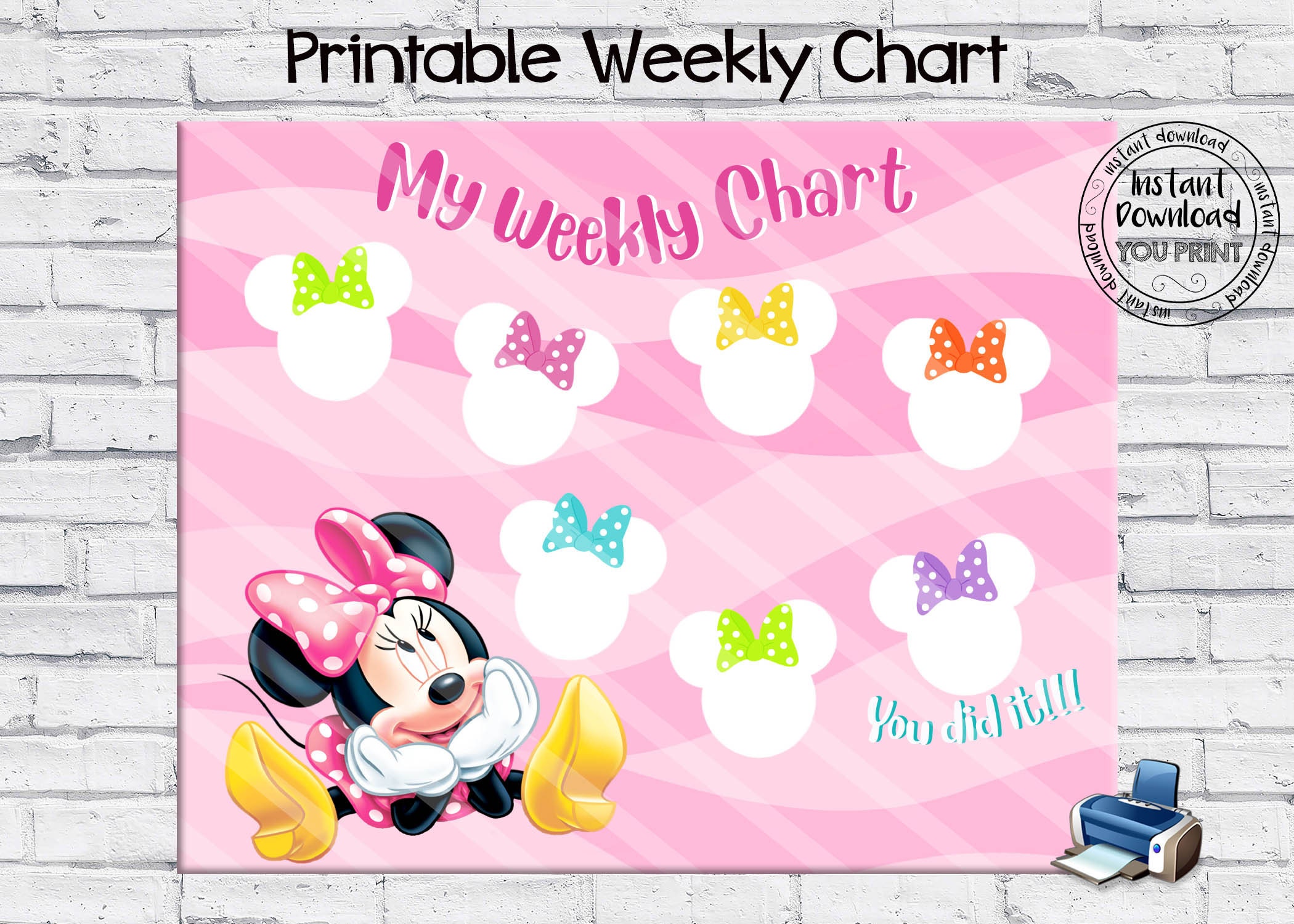Printable Minnie Mouse Weekly Chart Minnie Mouse Reward | Etsy