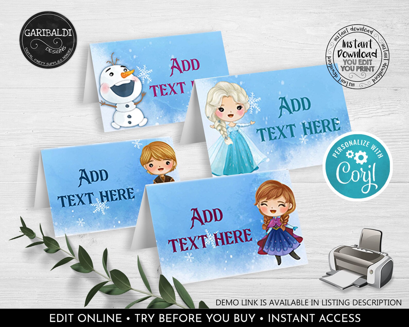 Frozen Food Labels Editable Frozen Place Cards Frozen Table Decor ...