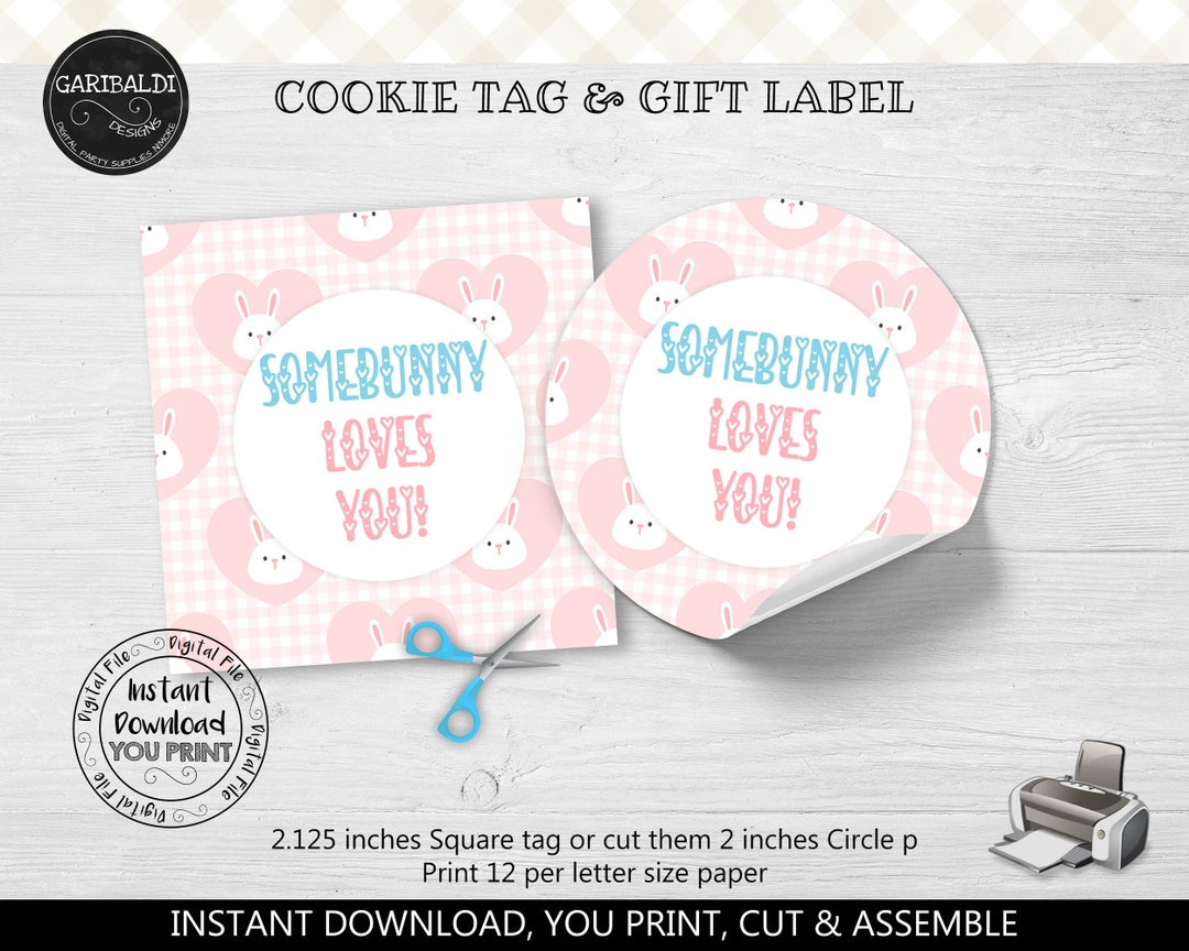 Some-bunny Loves You Favor Tag, Instant Download Easter Bunny Label ...