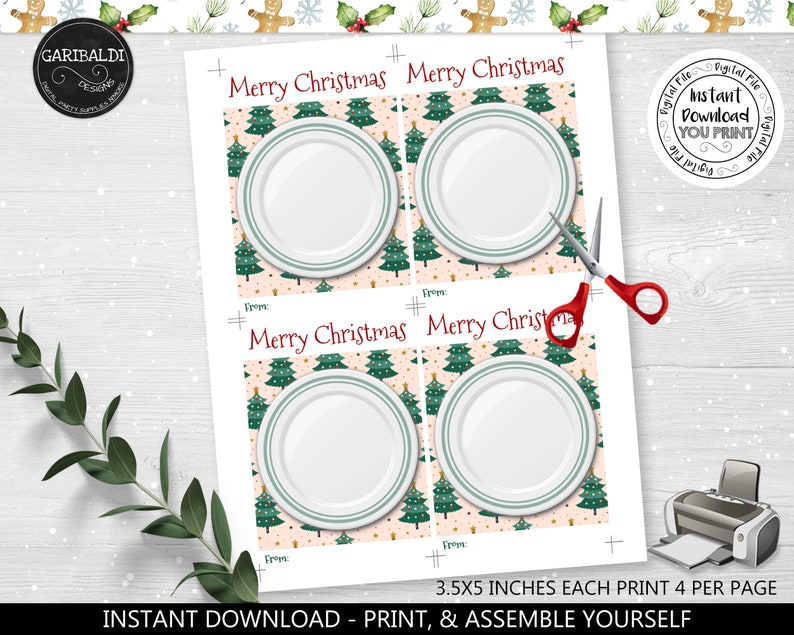 Printable Christmas Cookie Card Santa Cookie Tag Instant - Etsy