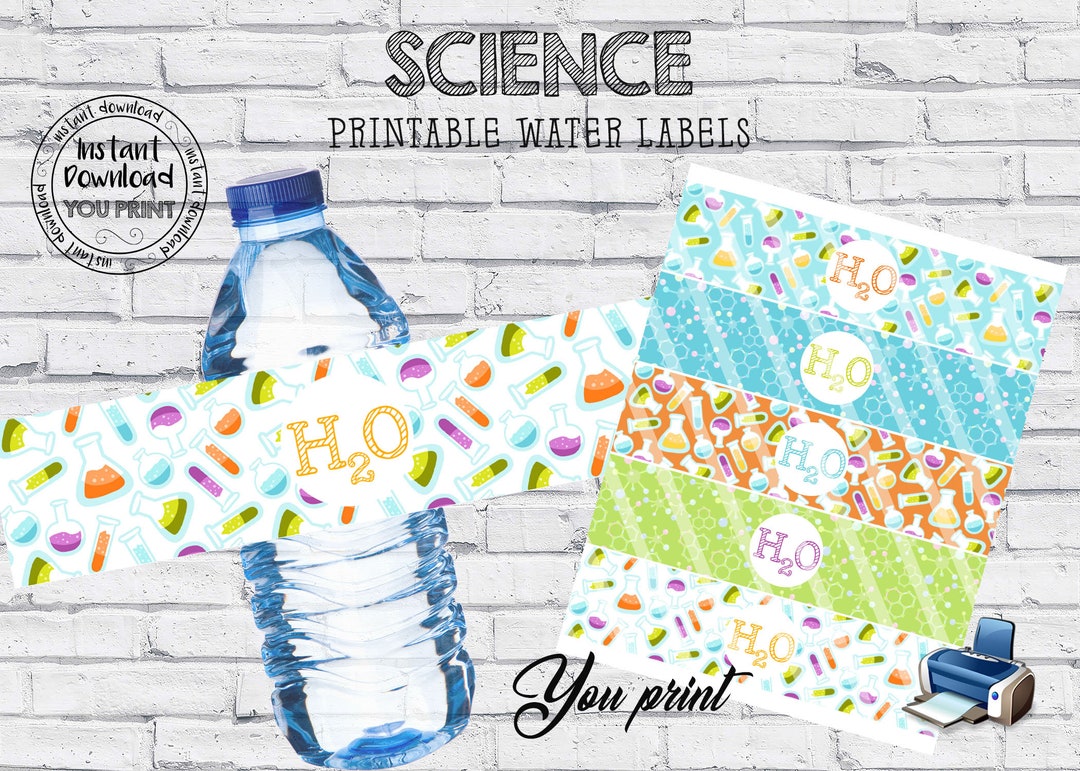 Printable Science Water Bottle Labels, Science Party Water Labels ...