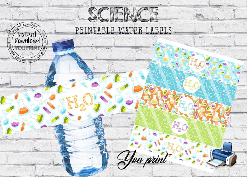 Printable Science Water Bottle Labels, Science Party Water Labels ...