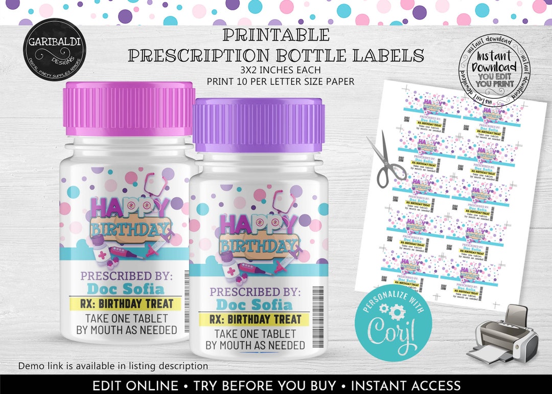 Editable Doctor Prescription Bottle Labels Instant Download Doc ...