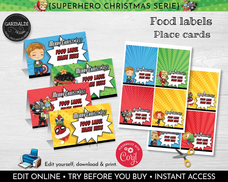 Editable Superhero Christmas Food Labels Instant Download Christmas ...