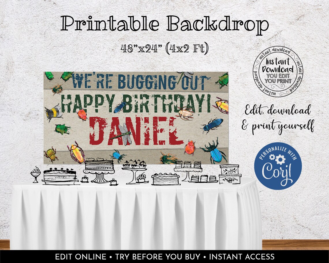 Editable Insects Backdrop Banner Bugs Backdrop Banner | Etsy