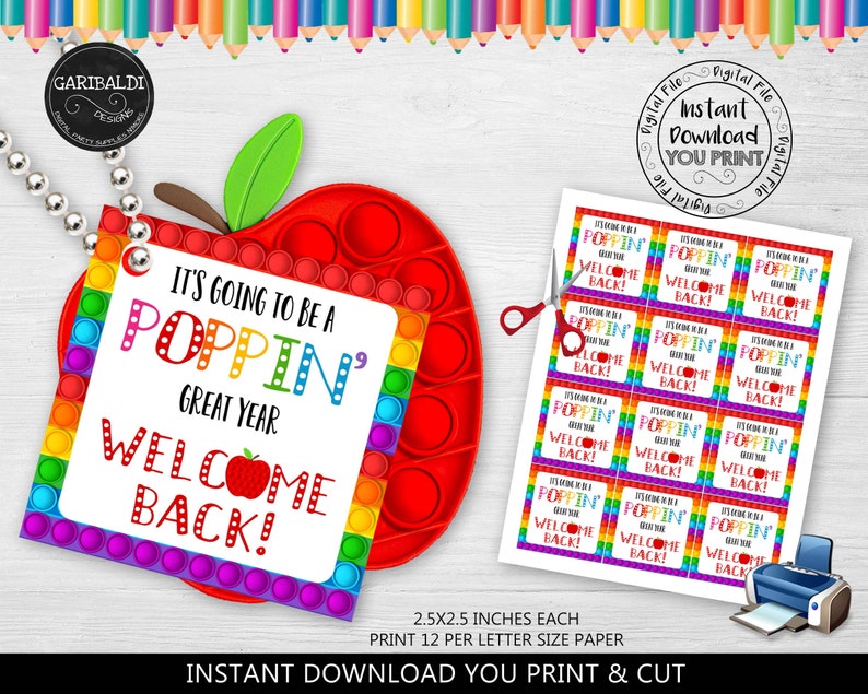 Back to School Gift Tag First Day of School Pop It Tag - Etsy