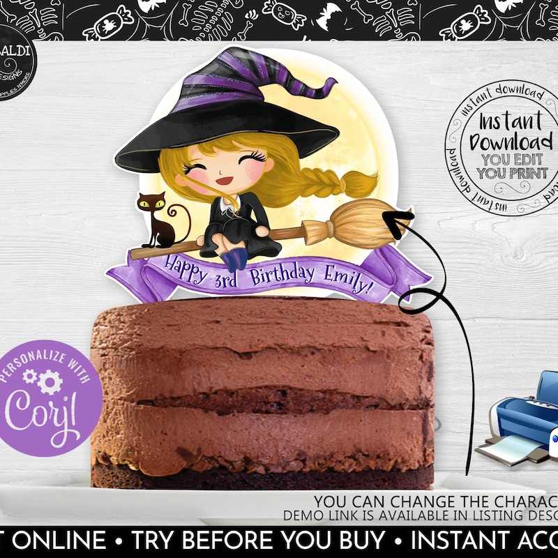 Witch Cake Topper - Etsy