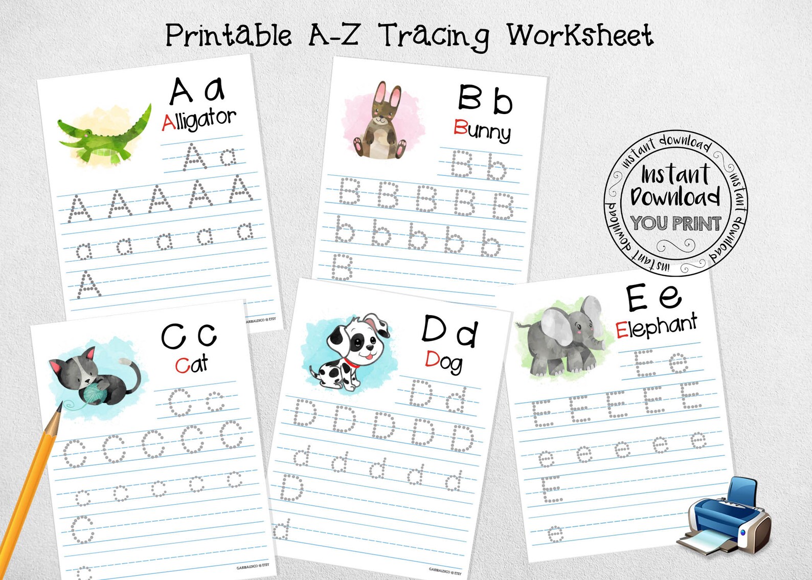 Alphabet Tracing Worksheets Alphabet Activity Alphabet | Etsy