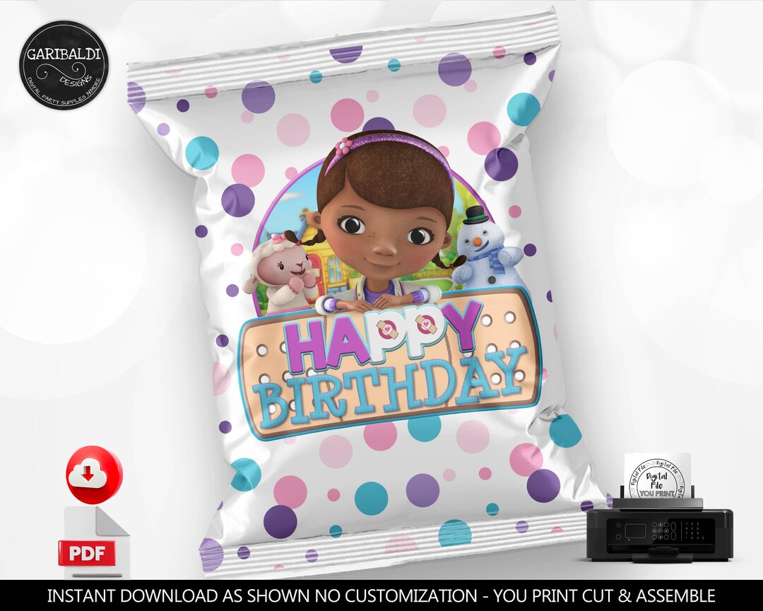 Cute Doctor Chip Bag Doctor Birthday Party Supplies Mcstuffins Party ...