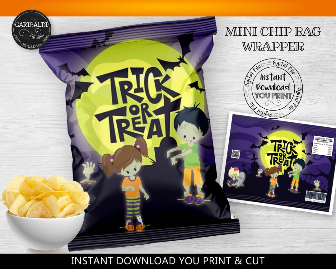 Instant Download Halloween Chip Bags DIY Zombies Halloween Chip Bags ...