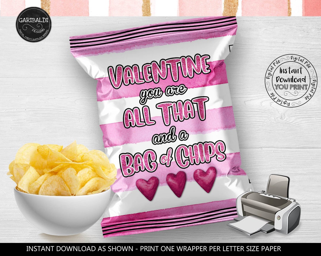 Instant Download Valentine's Day Chip Bags Valentine's Day Favors ...