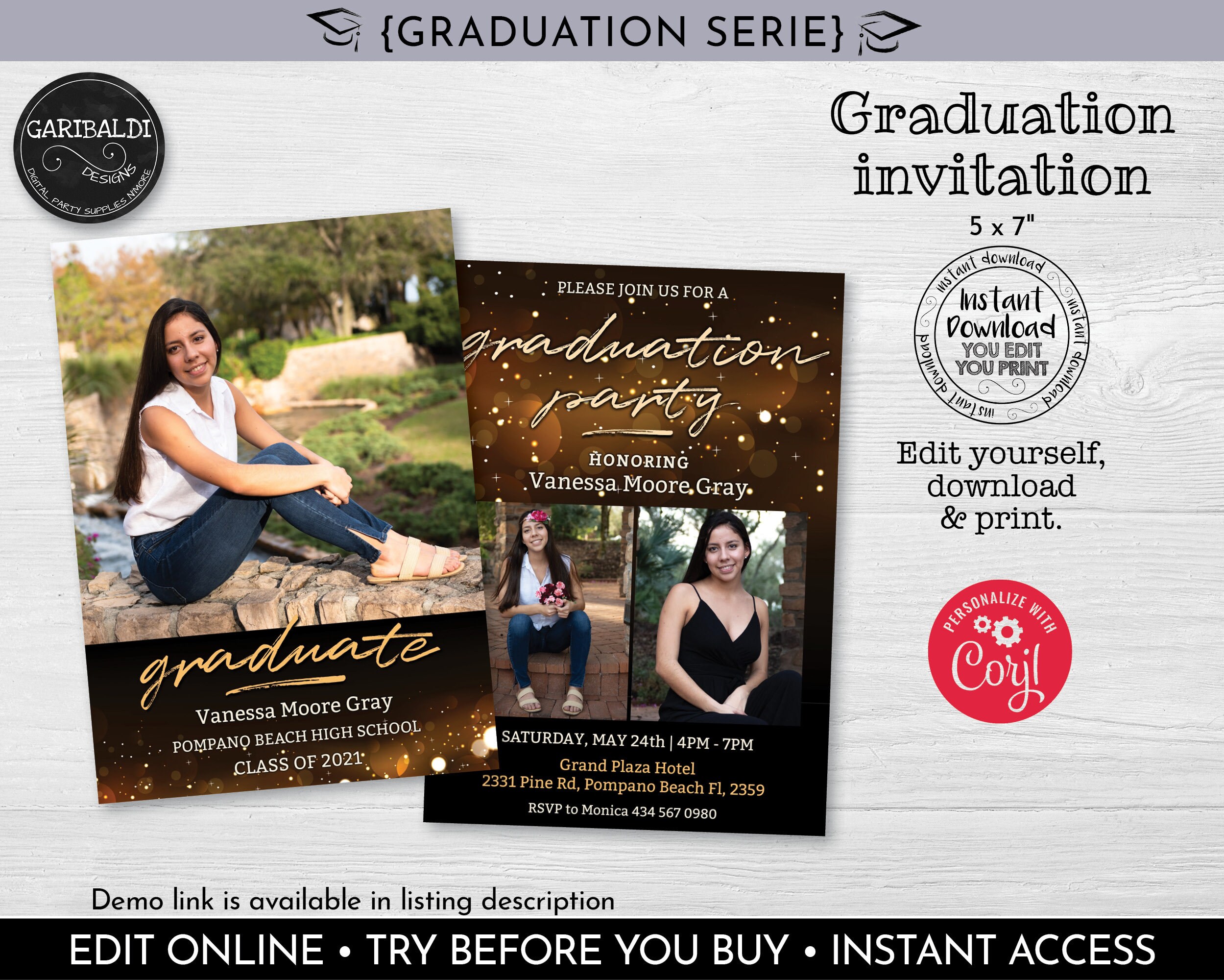 Editable Graduation Invitation Instant download Graduation | Etsy