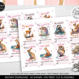 Woodland Valentine's Day Cards Printable Forest Animals School Kids ...