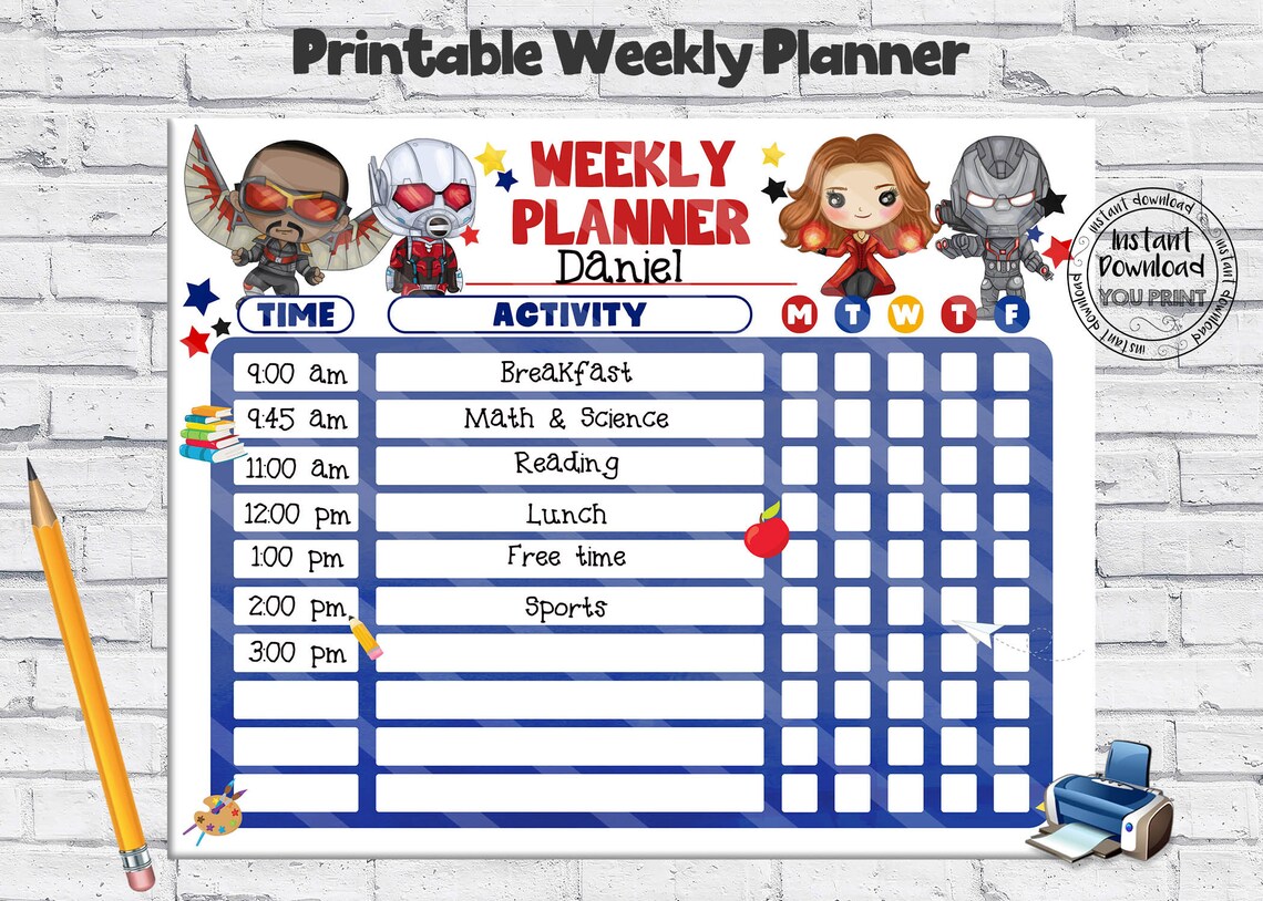 Printable Superhero Homeschool Planner Superhero Schedule | Etsy