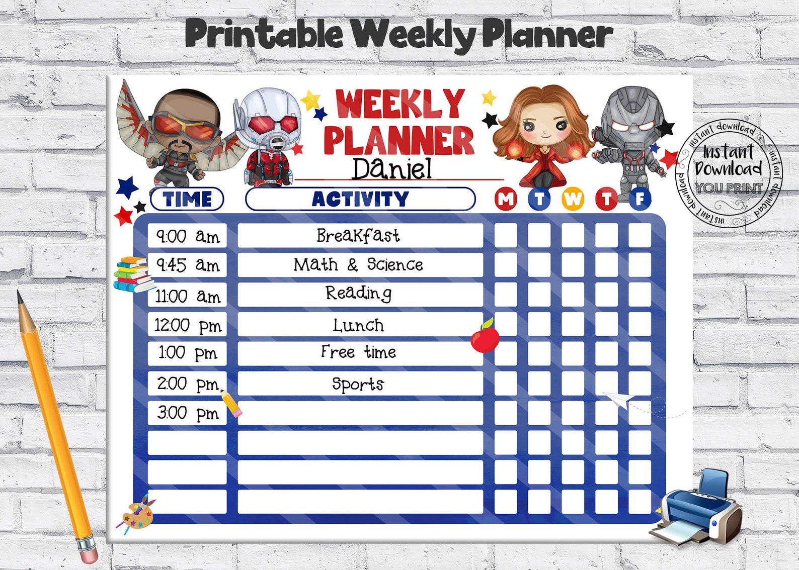 Printable Superhero Homeschool Planner Superhero Schedule | Etsy