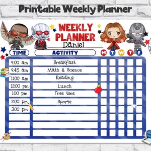 Printable Superhero Homeschool Planner, Superhero Schedule Chart, Daily ...