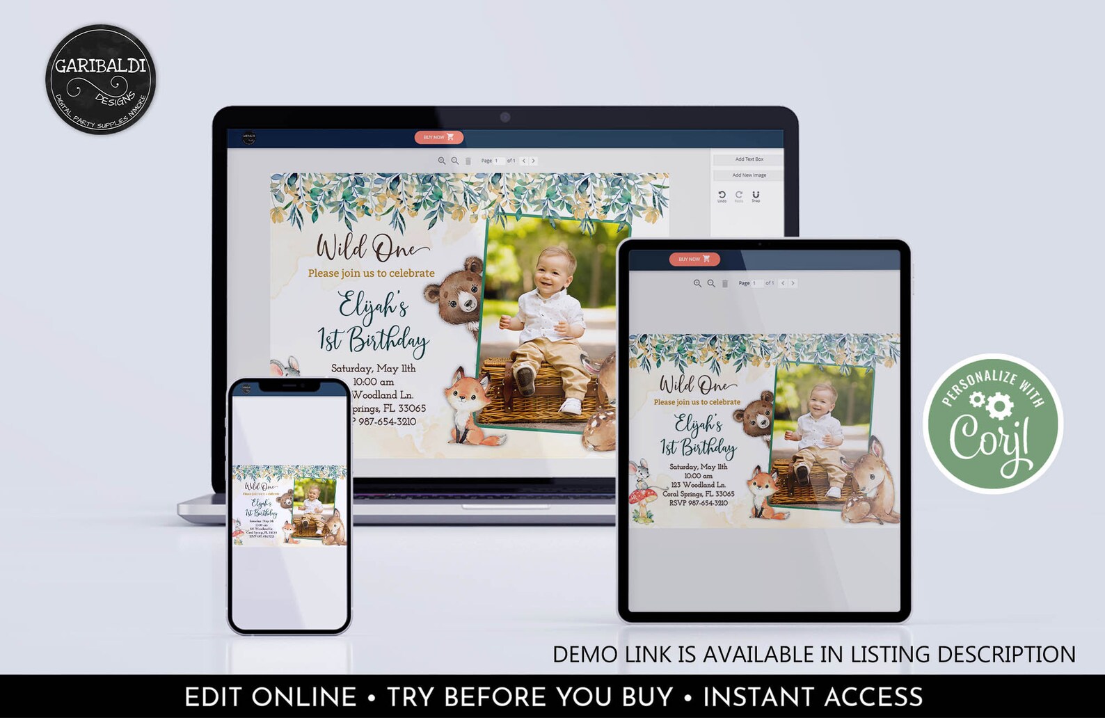 Editable Woodland Invitation Forest Animals Birhtday Party - Etsy