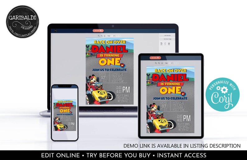 Editable Roadster Racers Invitation Racing Party Invite Race Car ...
