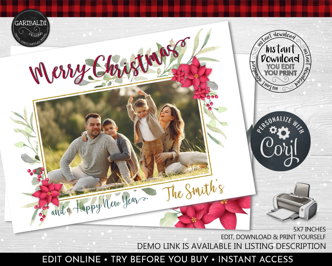 Editable Christmas Card Template Printable Christmas Photo | Etsy