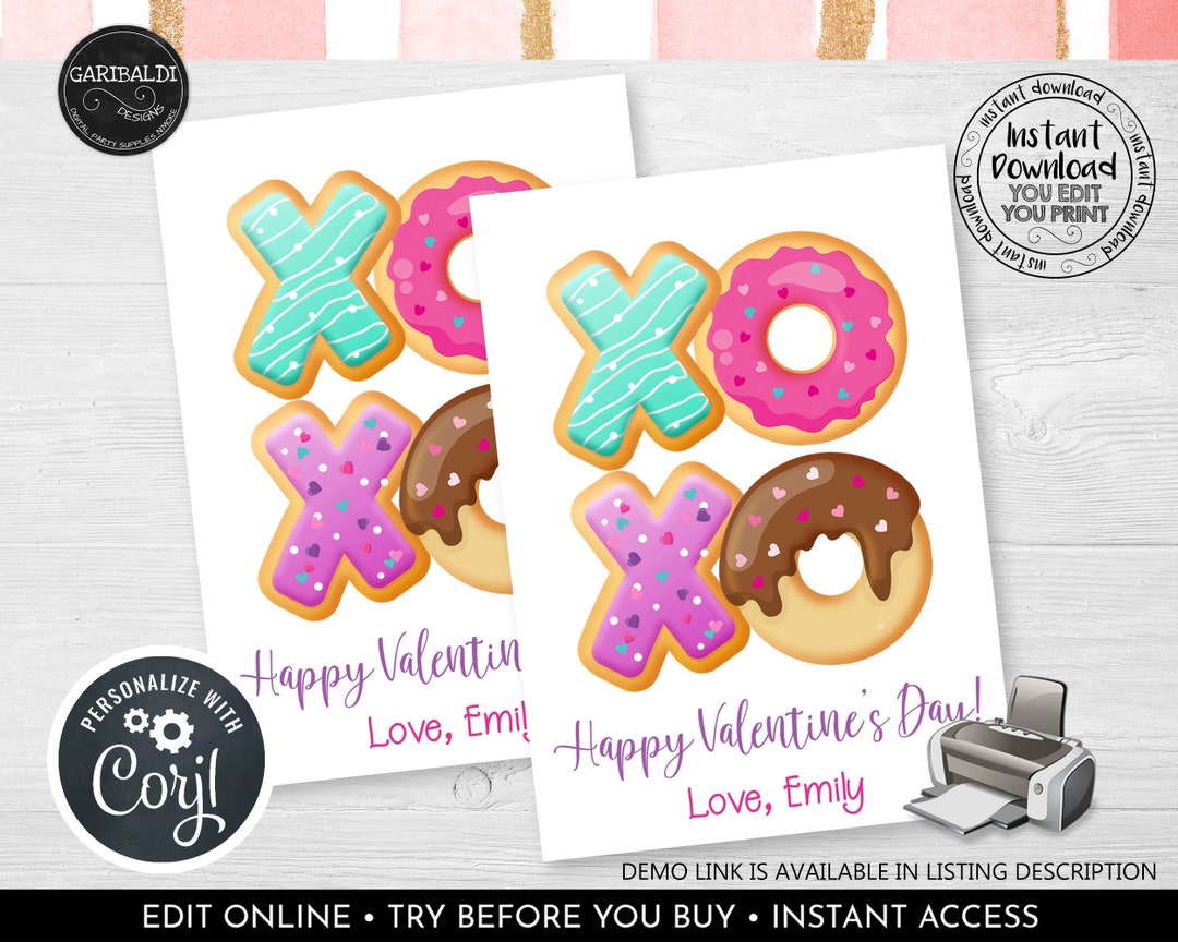 Editable XOXO Valentine's Day Gift Tag Valentine's Day XOXO Card ...