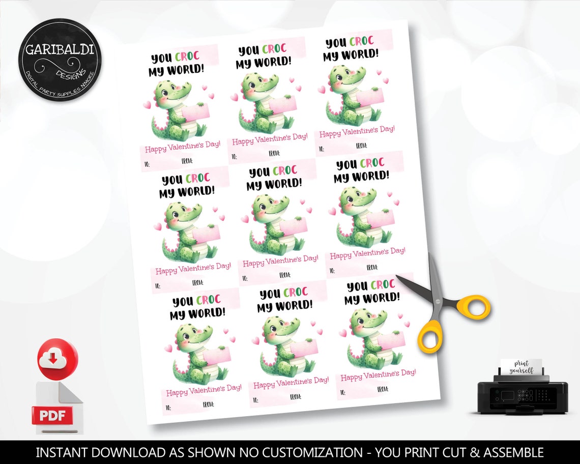 Printable Valentine's Day Cards Crocodile Valentine's Day School ...