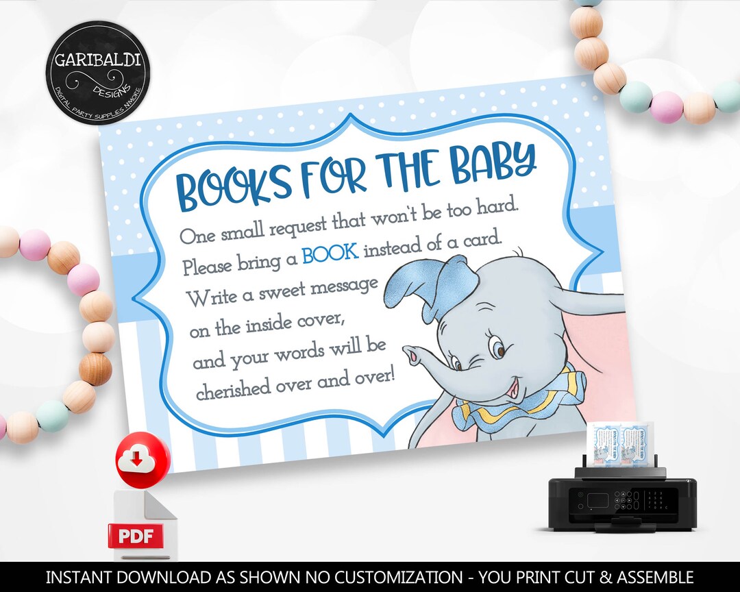 Dumbo Books for Baby Request Card Blue Baby Book Request Insert Card ...