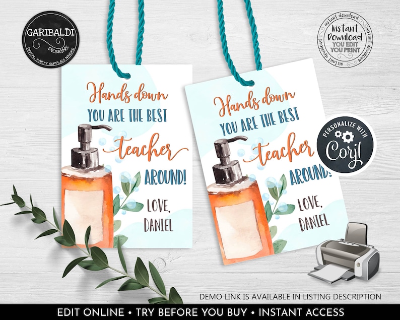 Editable Teacher Appreciation Tags Soap Gift Tag Hands Down You Are the ...