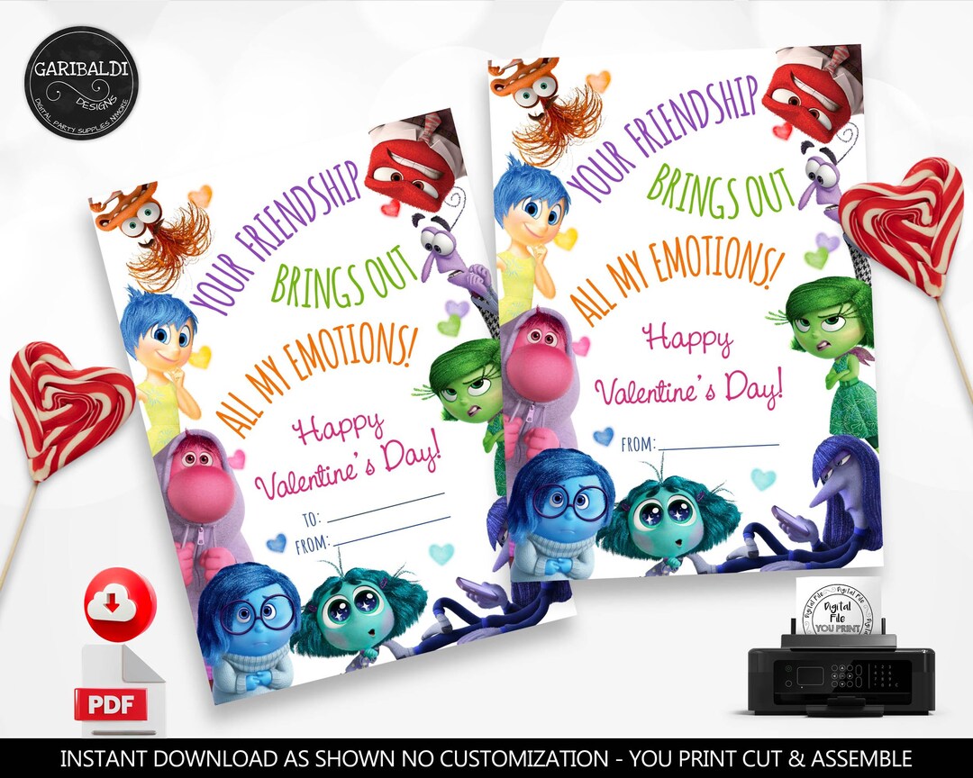 Emotions Valentine's Day Cards Printable Valentine's Day Inside Out ...
