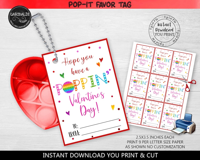Hope You Have a Poppin' Valentines Day Tag Printable Pop | Etsy