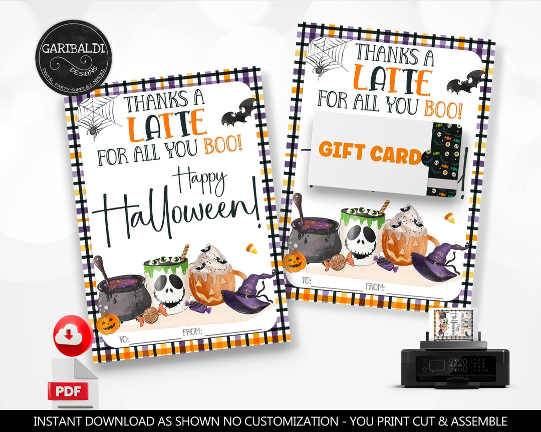 Halloween Gift Card Holder Thank You for All You Boo Coffee - Etsy