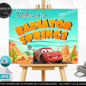 Welcome to Radiator Springs Sign Cars Birthday Party Welcome Sign ...