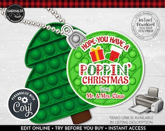 Christmas Pop It Tag Poppin Christmas Teacher School Gift - Etsy